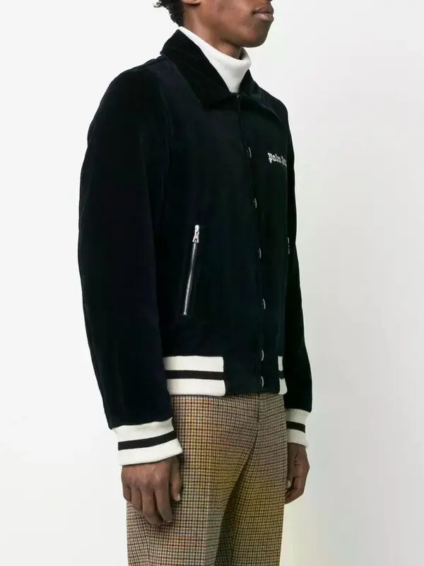 Palm Angels Embroidered Velvet Bomber Jacket