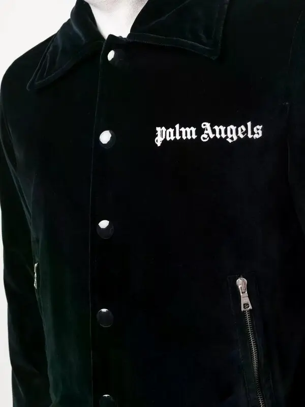Palm Angels Embroidered Velvet Bomber Jacket