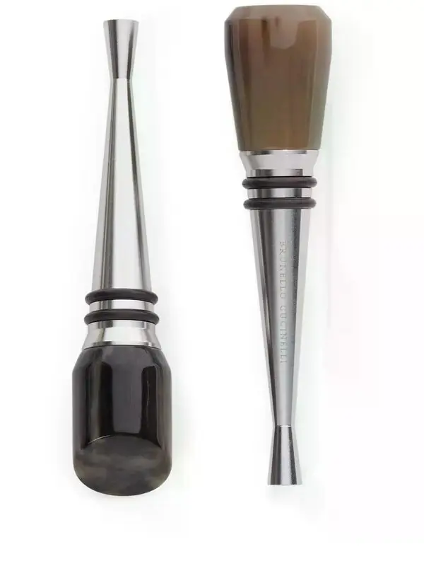 Brunello Cucinelli 2-piece Buffalo Horn And Steel Stopper Set - Neutrals