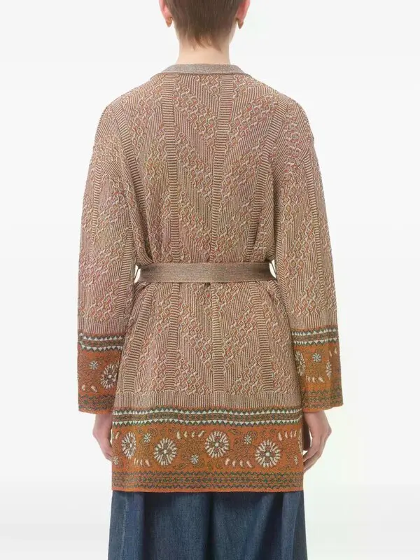 Valentino Garavani Jacquard Pattern Belted Coat