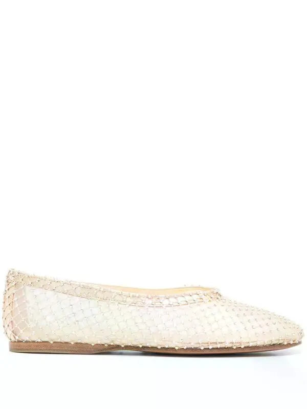 FORTE_FORTE Rhinestone-embellished Mesh Ballerina Flats