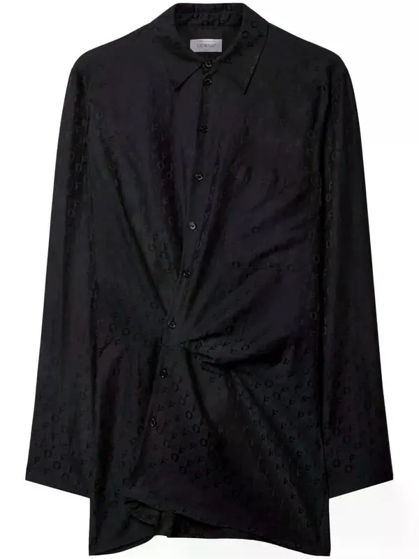 Off-White Off Jacquard Twisted Shirtdress