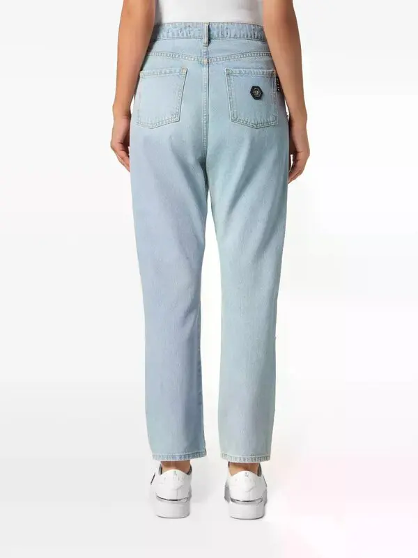 Philipp Plein Tapered Cotton Jeans With Heart Motif