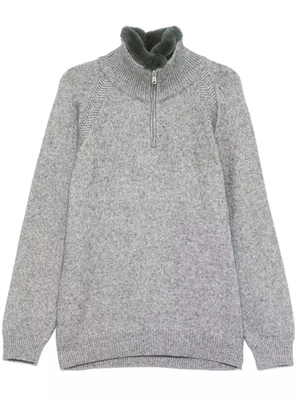 Brioni Detachable-collar Sweater - Grey