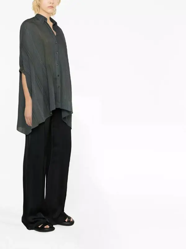 Brunello Cucinelli Vertical Stripe Print Half-sleeve Shirt