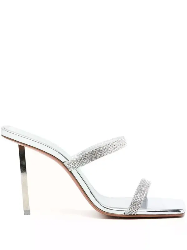 Amina Muaddi 100mm Crystal Embellished Stiletto Sandals - Silver