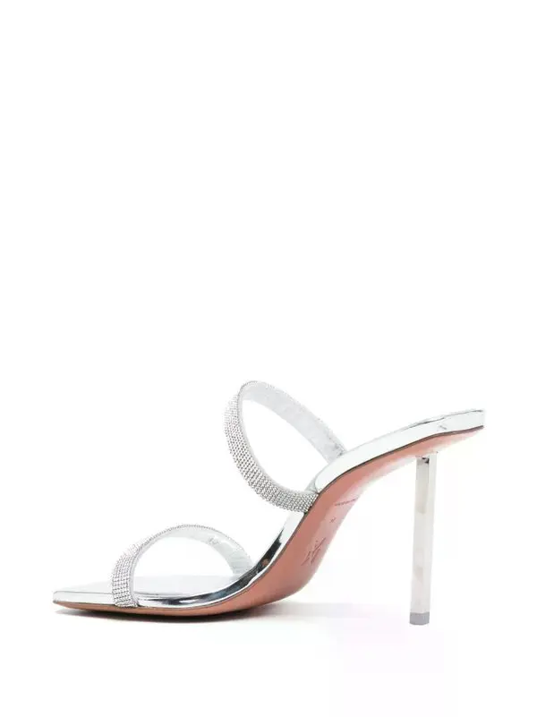 Amina Muaddi 100mm Crystal Embellished Stiletto Sandals - Silver