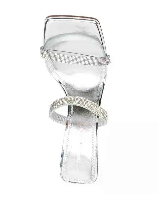 Amina Muaddi 100mm Crystal Embellished Stiletto Sandals - Silver