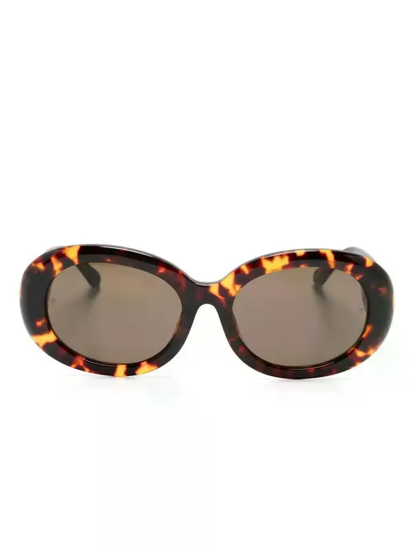 Linda Farrow Oval Frame Sunglasses - Brown