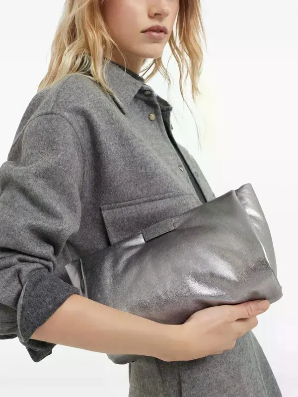 Brunello Cucinelli Lamé Calfskin Clutch Bag