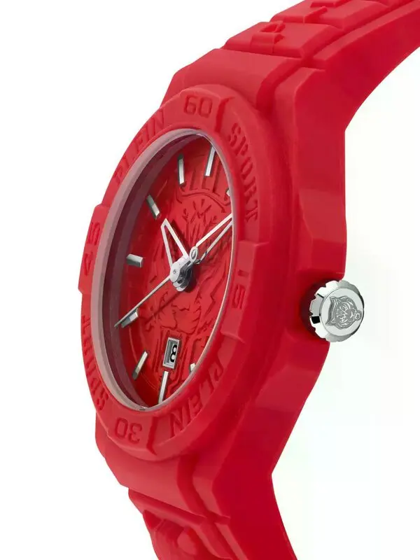 PLEIN SPORT 46mm Quartz Watch With Engraved Bezel And Silicone Strap