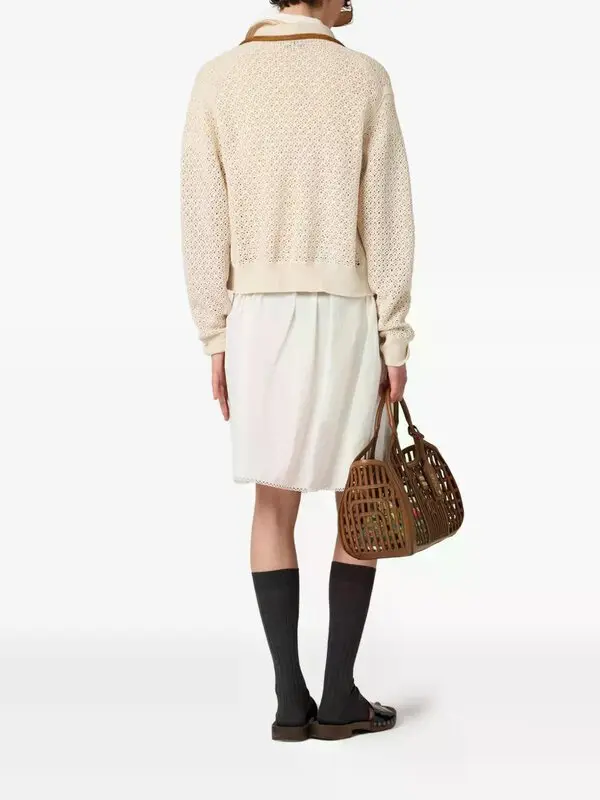 Miu Miu Crochet Workmanship Zip-up Cardigan