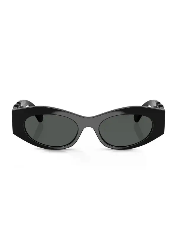 Versace Engraved-medusa Plaque Sunglasses - Black