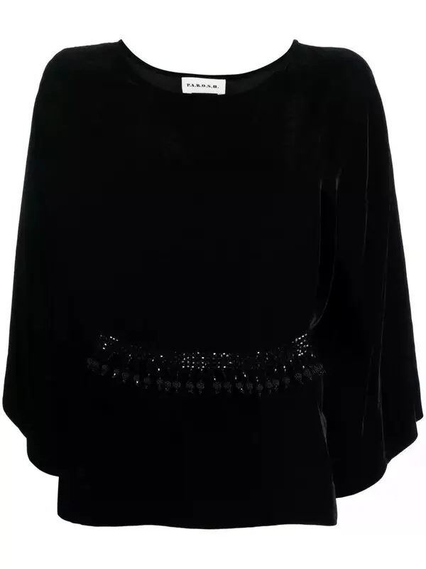 P.a.r.o.s.h Round Neck Three-quarter Sleeve Blouse