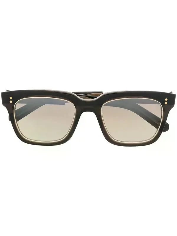 Garrett Leight Metallic Trim Rectangular Frame Sunglasses - Black