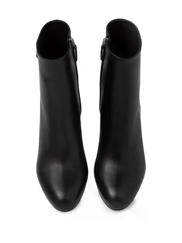 Prada Leather Ankle Boots With Logo Plaque