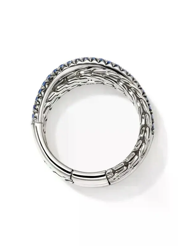 John Hardy Sterling Crossover Ring With Pavé Blue Sapphires