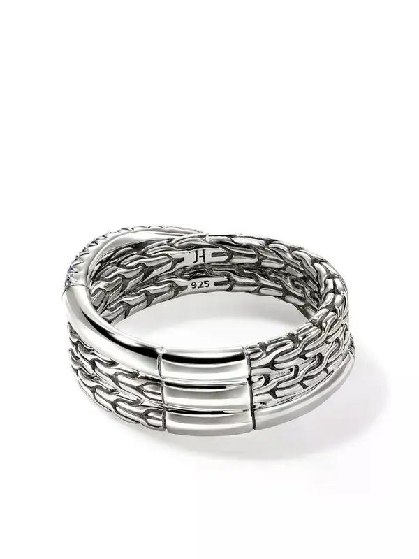 John Hardy Sterling Crossover Ring With Pavé Blue Sapphires