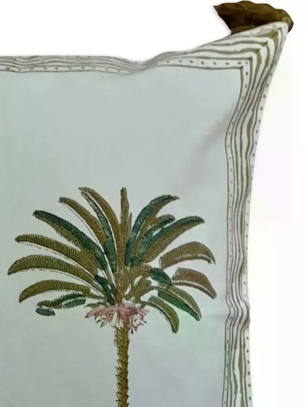 LES-OTTOMANS Palms Hand-printed Cushion