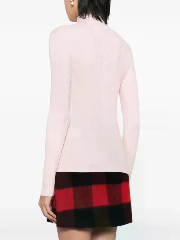 Maison Kitsuné Embroidered Logo Ribbed Knit Top - Pink