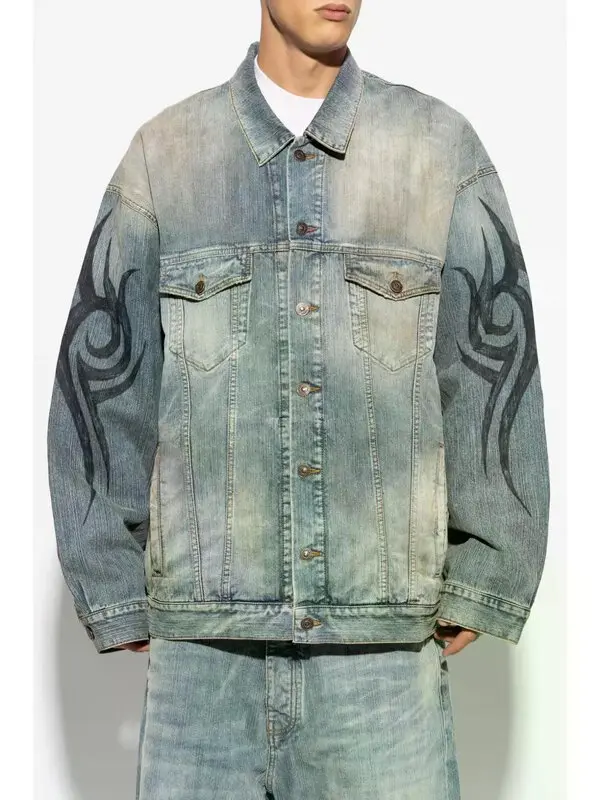 Balenciaga Denim Graphic Print Jacket