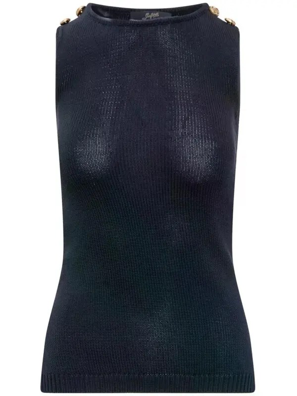 Seafarer Sleeveless Knit Top With Decorative Buttons