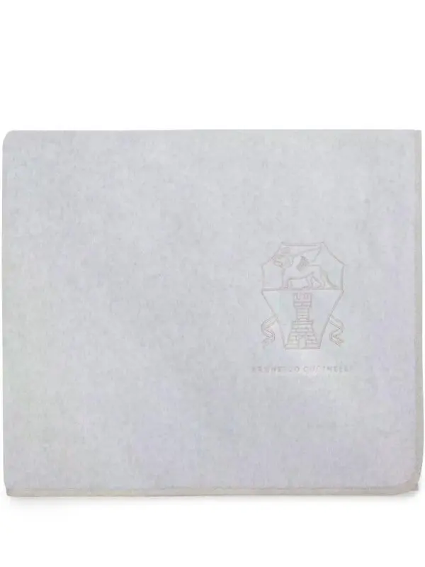 Brunello Cucinelli Logo-embroidered Beach Towel - Grey