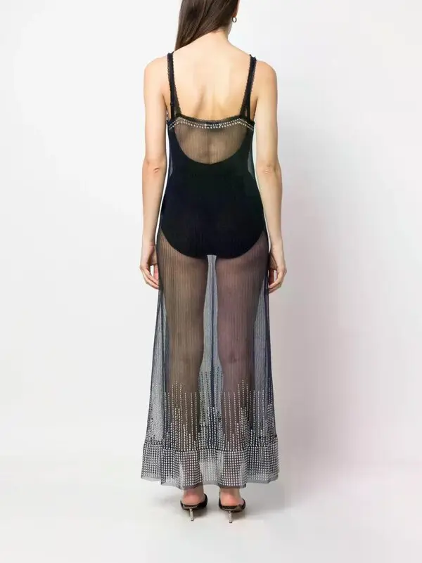 Rabanne Stud-detailed Sheer Long Dress