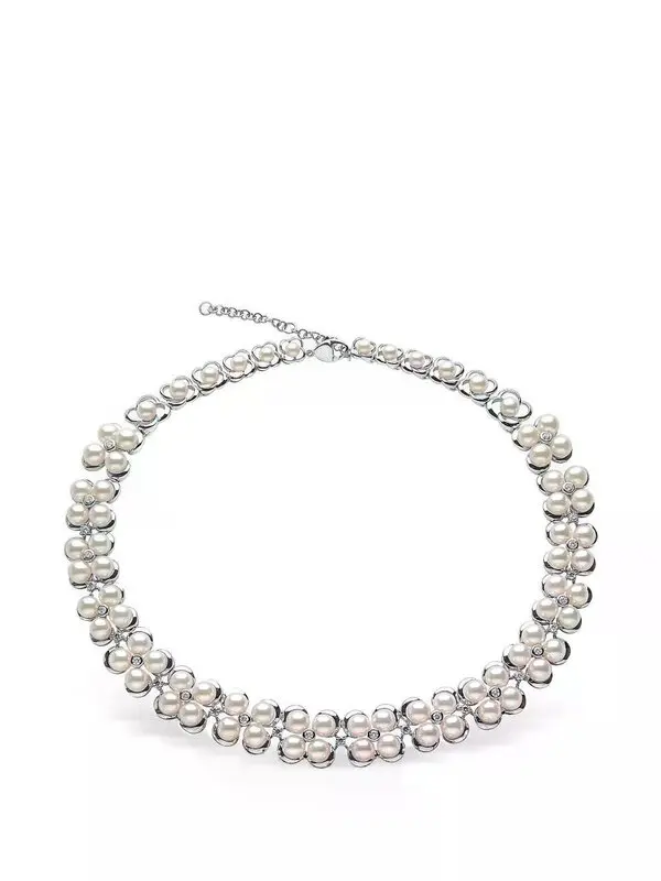 Yoko London 18kt White Gold Akoya Pearl And Diamond Necklace - Silver