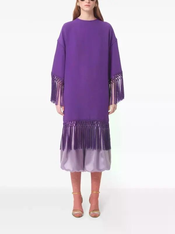 Valentino Garavani Cady Couture Midi Dress With Fringed Edges