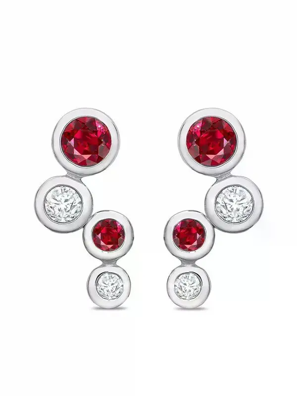 PRAGNELL 18kt White Gold Diamond And Ruby Earrings