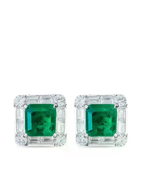 JUWELINA PARIS Emerald Gaia Earrings - Silver