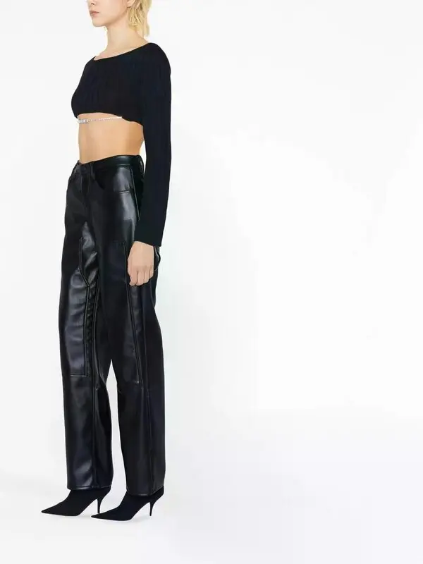 Gcds Logo-chain Cropped Knitted Top