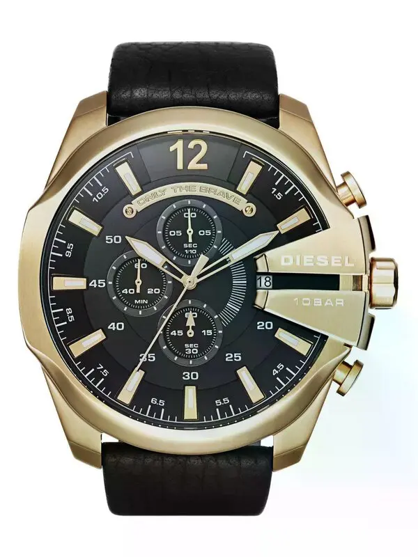 DIESEL® Chronograph Stainless Steel And Leather Strap Watch - Black