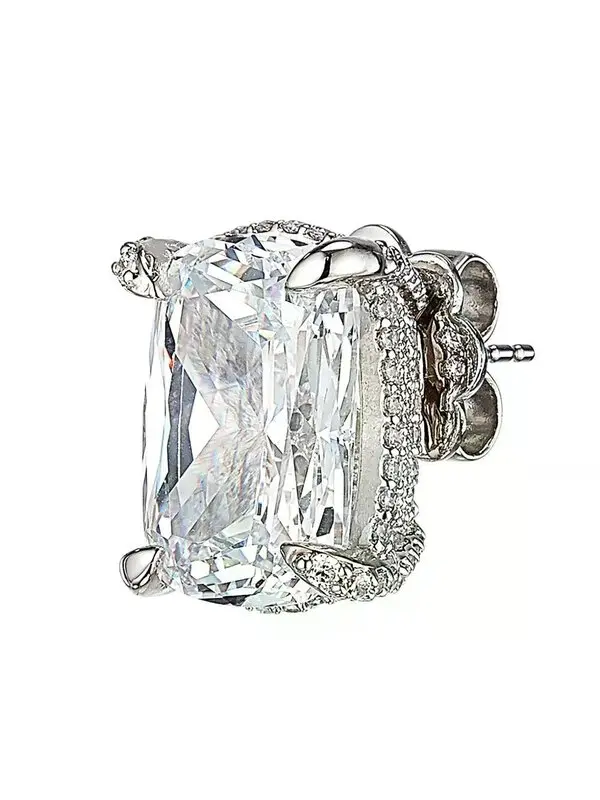 ANABELA CHAN 18kt White Gold Cushion Wing Diamond Earrings - Silver