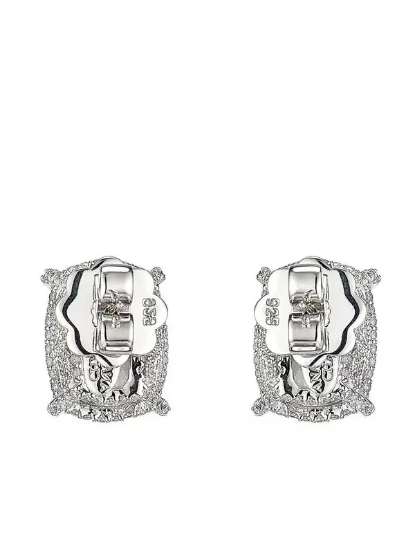 ANABELA CHAN 18kt White Gold Cushion Wing Diamond Earrings - Silver