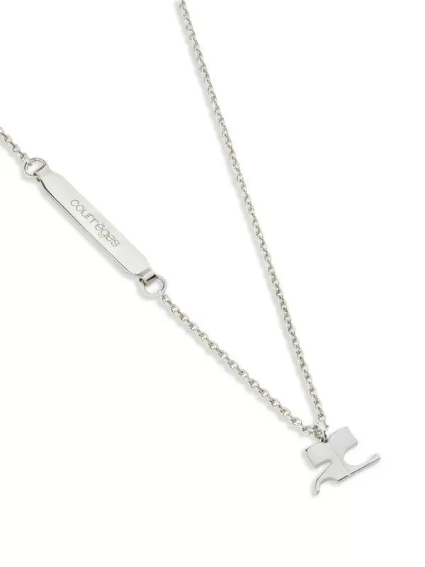 COURREGES Tone Chain Necklace With Logo Pendant