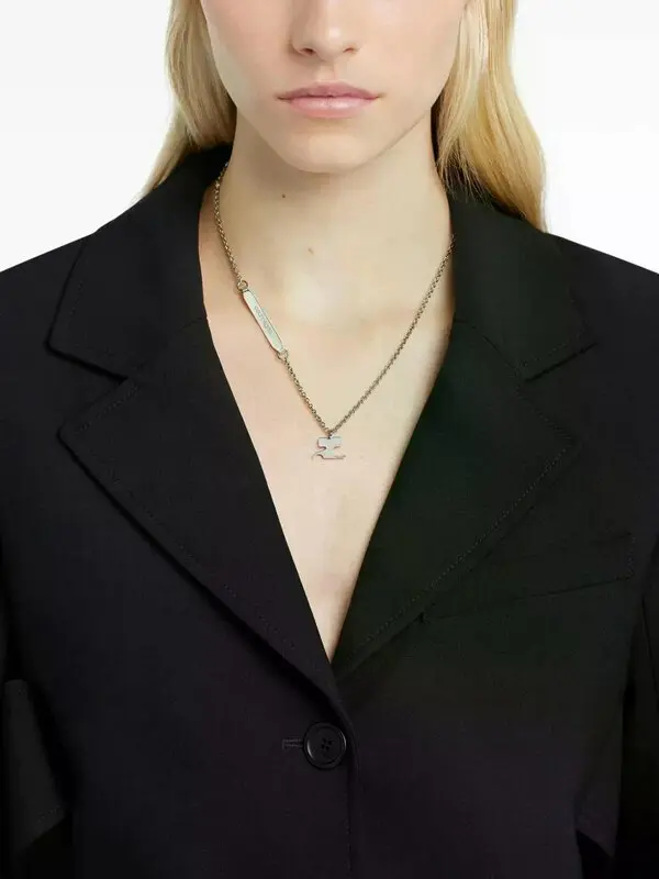 COURREGES Tone Chain Necklace With Logo Pendant