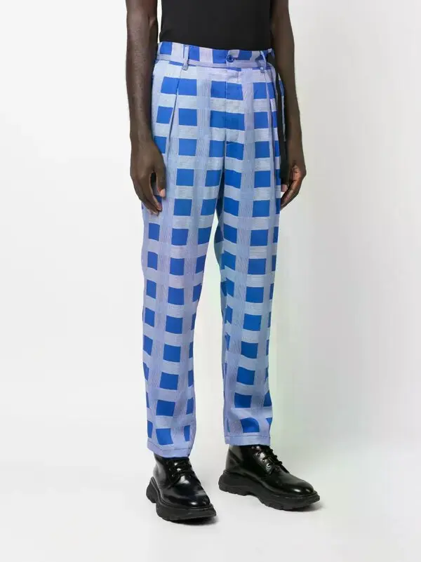 4SDESIGNS Royal Check Print Pleated Trousers