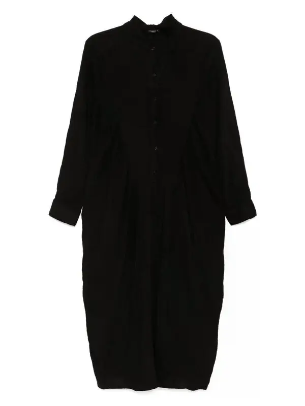 Transit Long Flared Dress With Button Placket And Cuff Sleeves