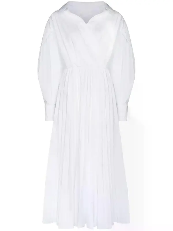 Valentino Garavani Wrap Pleated Shirt Dress - White