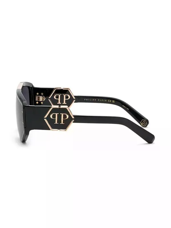 Philipp Plein Rectangular Logo-plaque Sunglasses - Black