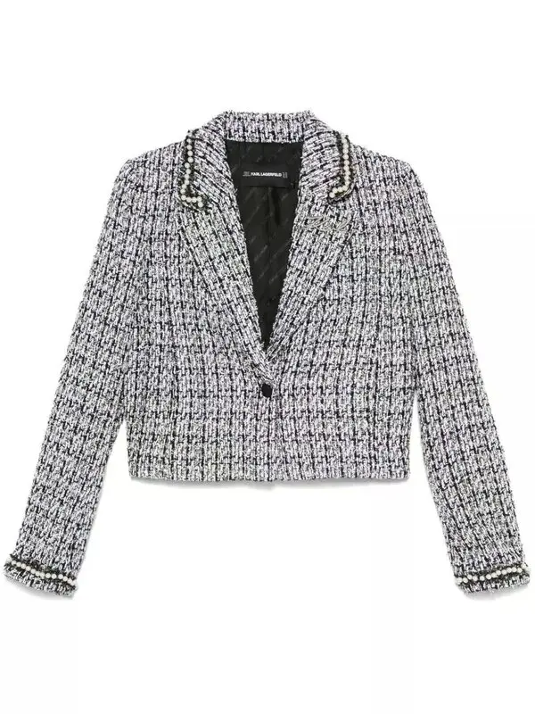 Karl Lagerfeld Faux Pearl-embellished Bouclé Jacket - Black