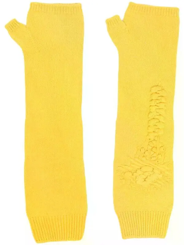 BARRIE Cashmere Fingerless Mittens - Yellow