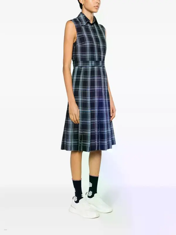Thom Browne Plaid-check Pleated Shirtdress