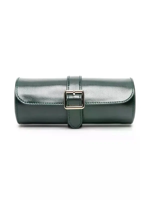Wolf Crocodile-embossed Three-watch Box - Green