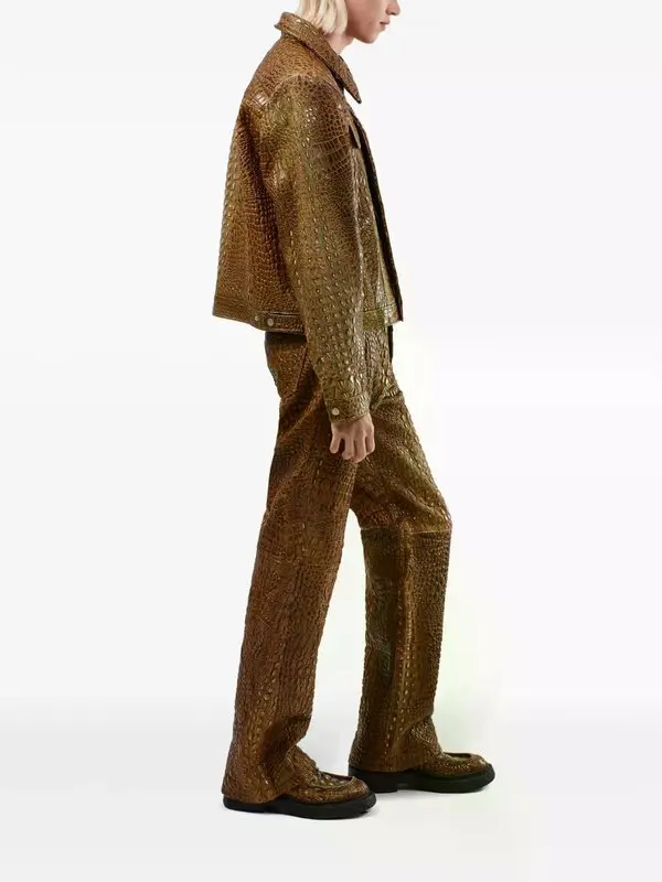 Camper Embossed Crocodile Effect Leather Jacket