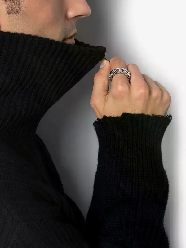 Shay 18k White Gold Pavé Diamond Link Ring