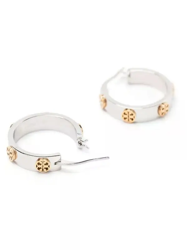 Tory Burch Small Icon Hoop Earrings - Silver
