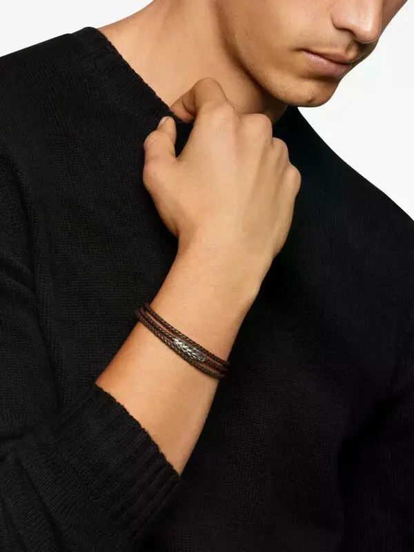 David Yurman Sterling And Leather Braided Bracelet